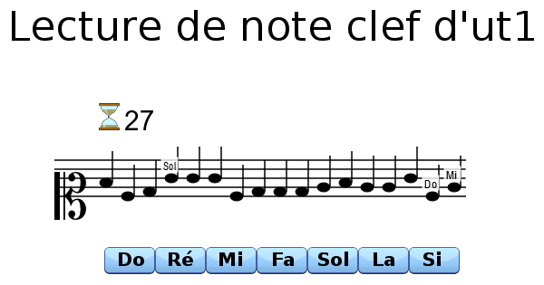 Lecture de note en clé d'UT 1 (solfège)