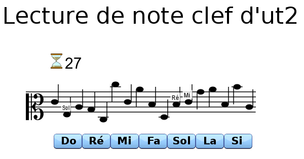 Lecture de note en clé d'UT 2 (solfège)