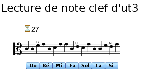 Lecture de note en clé d'UT 3 (solfège)