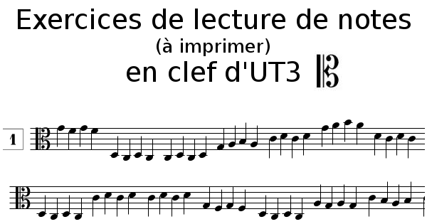 Lecture de notes en clef d'UT 3 à imprimer